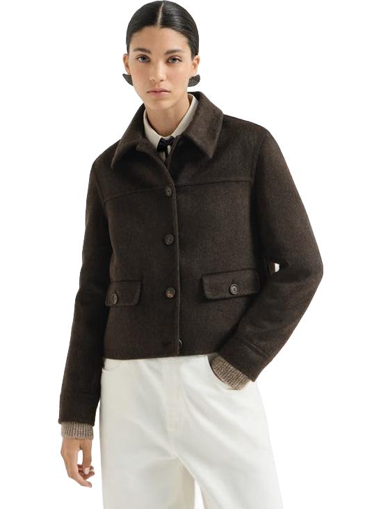 BRUNELLO CUCINELLI Brunello Cucinelli Hand-Crafted Cashmere Beaver Double Cloth Jacket with Monili